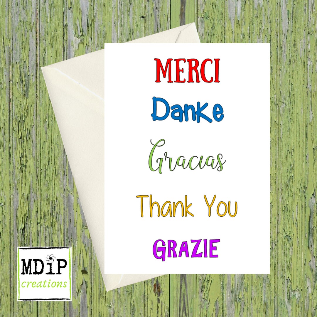 Thank You Card in Different Languages - Etsy UK