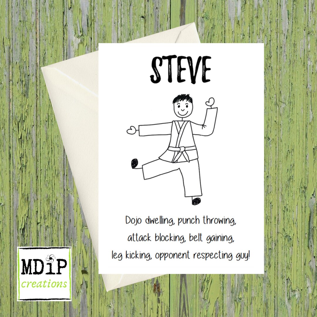 Karate Card, Karate Birthday Card, Personalised Karate Card for Him ...