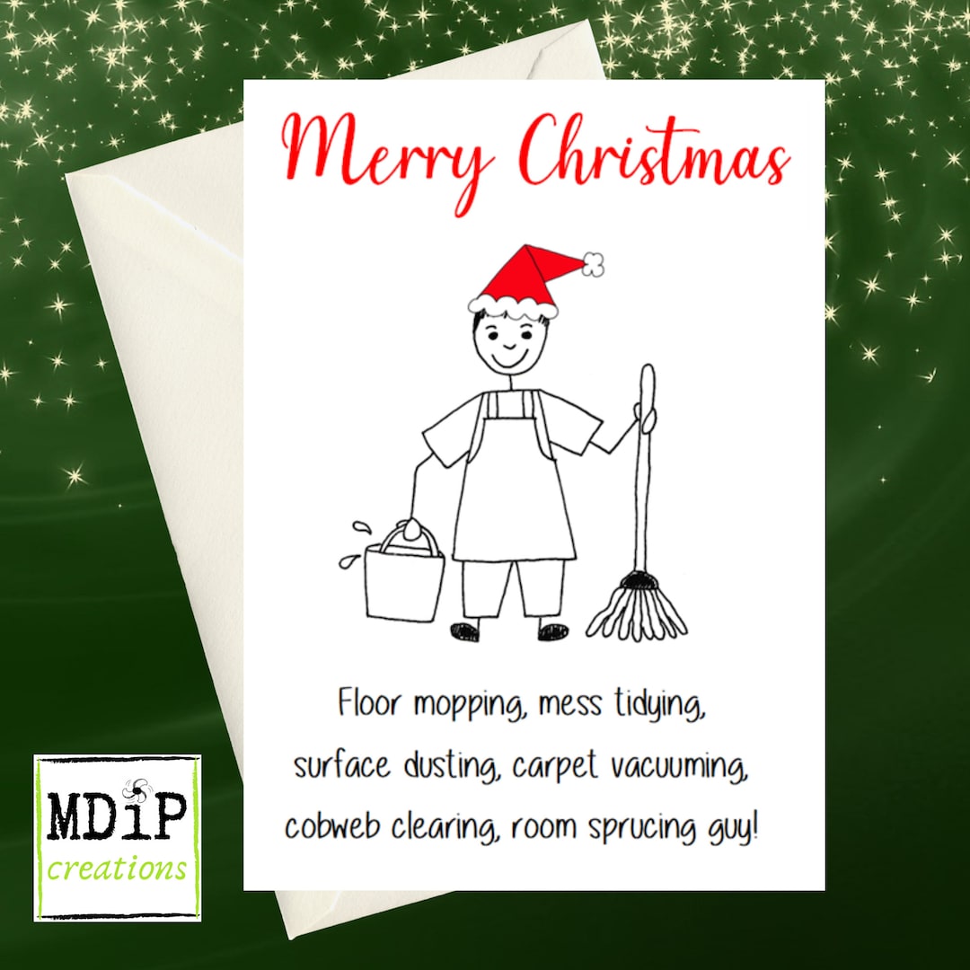 Cleaner Christmas Card for Him, Christmas Card for Cleaner With Message ...