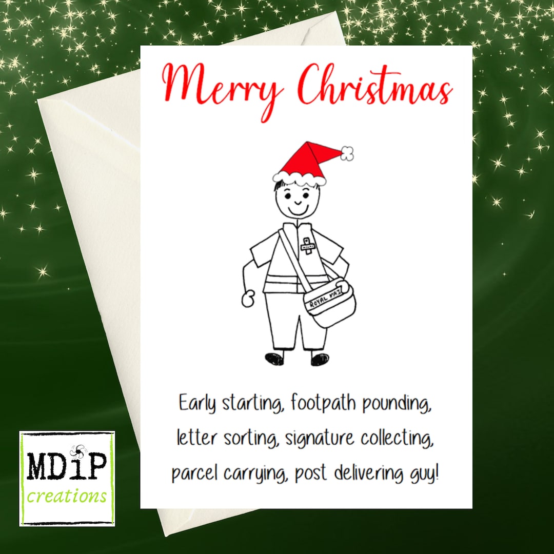 Postman Christmas Card, Christmas Card for Postman With Message Inside ...