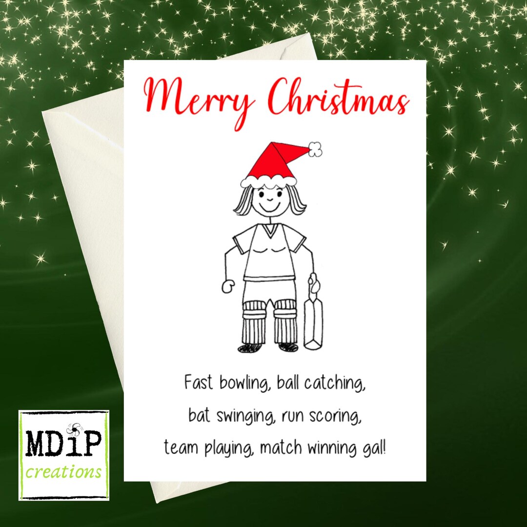 Cricket Christmas Card for Her, Christmas Card for Cricket Player With ...