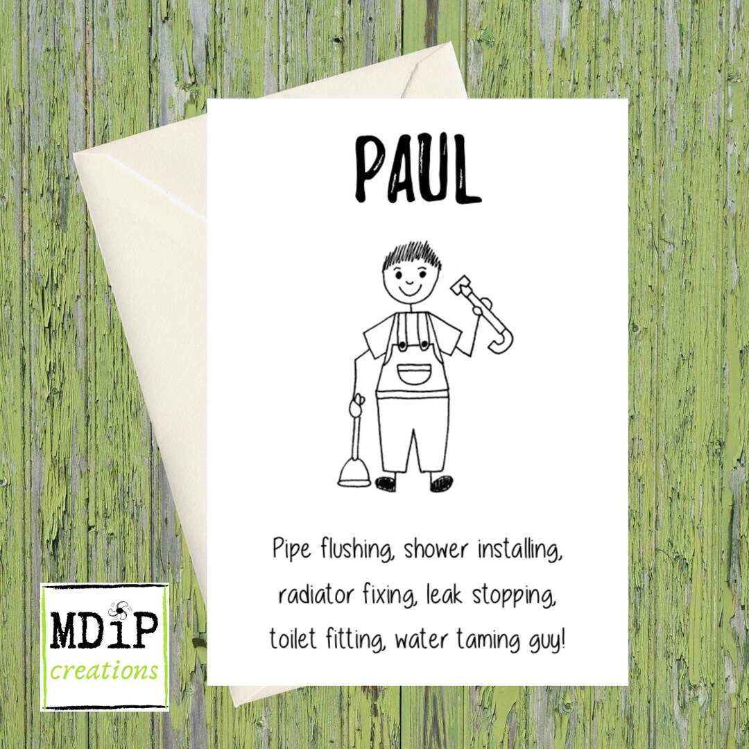 Plumber Card Personalised for Him, Plumber Birthday Card - Etsy UK