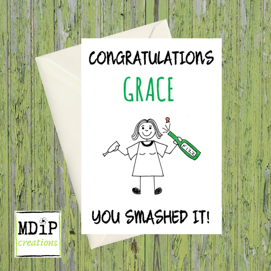 Congratulations Card Personalised, You Smashed It Card, Cute ...