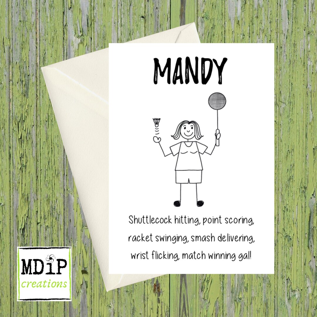 Badminton Card, Badminton Birthday Card, Personalised Badminton Card ...