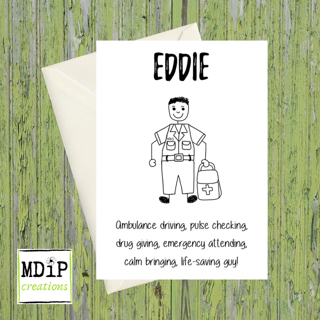 Paramedic Card Personalised for Him, Paramedic Birthday Card, Card for ...