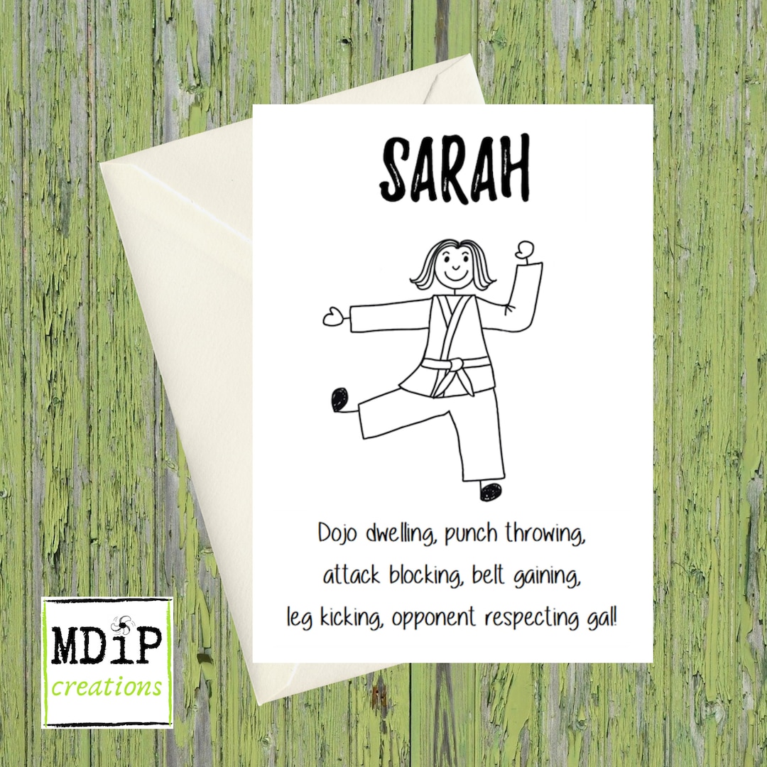 Karate Card, Karate Birthday Card, Personalised Karate Card for Her ...