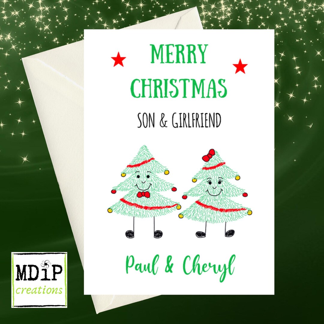 Son and Girlfriend Christmas Card Personalised With Message Inside ...