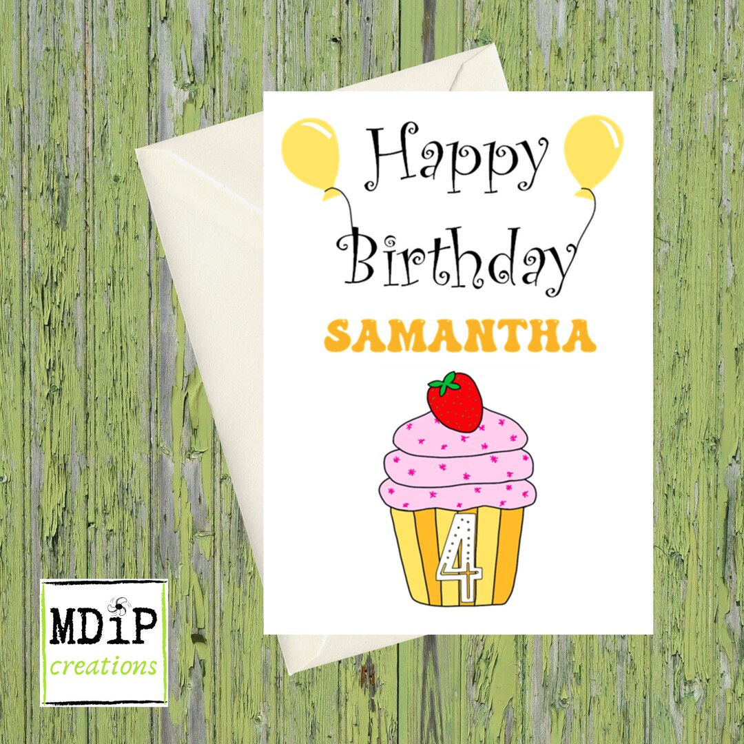 4th Birthday Card Personalised Happy 4th Birthday Card - Etsy