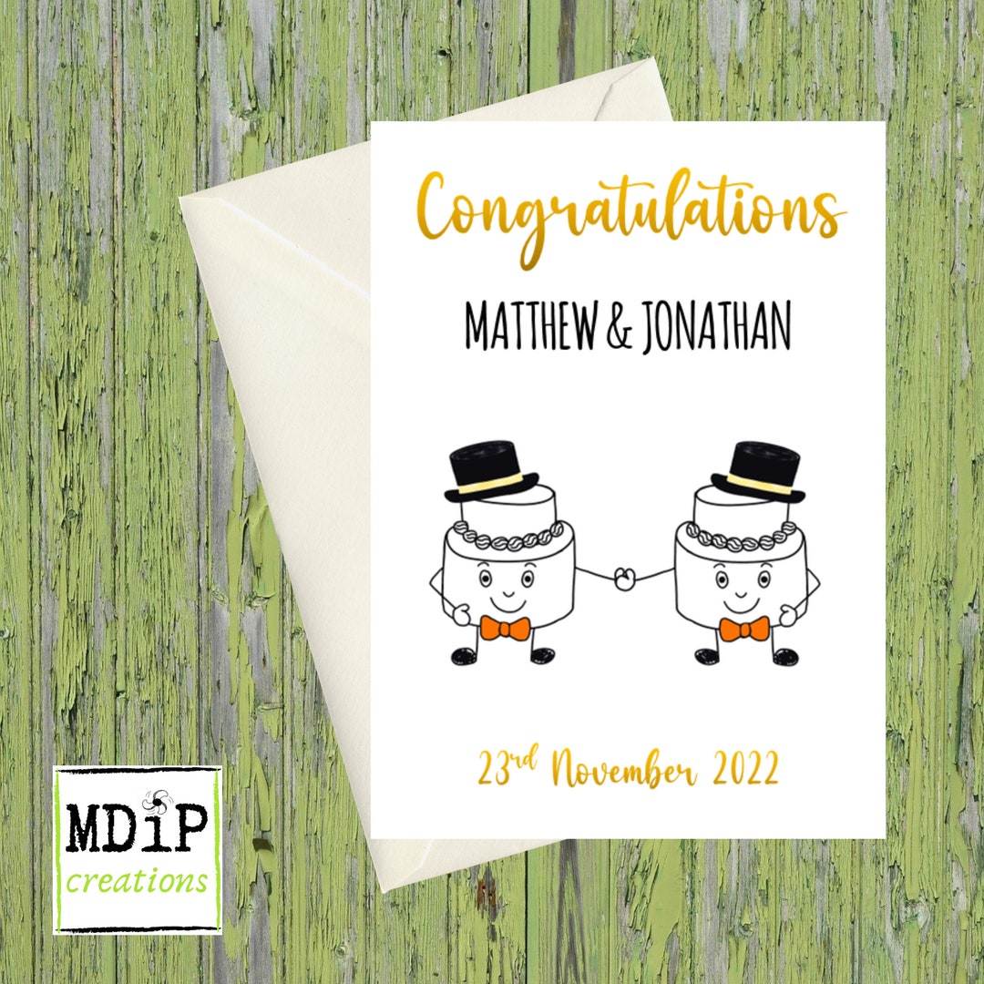 LGBTQ Male Wedding Card Personalised, Gay Wedding Card - Etsy