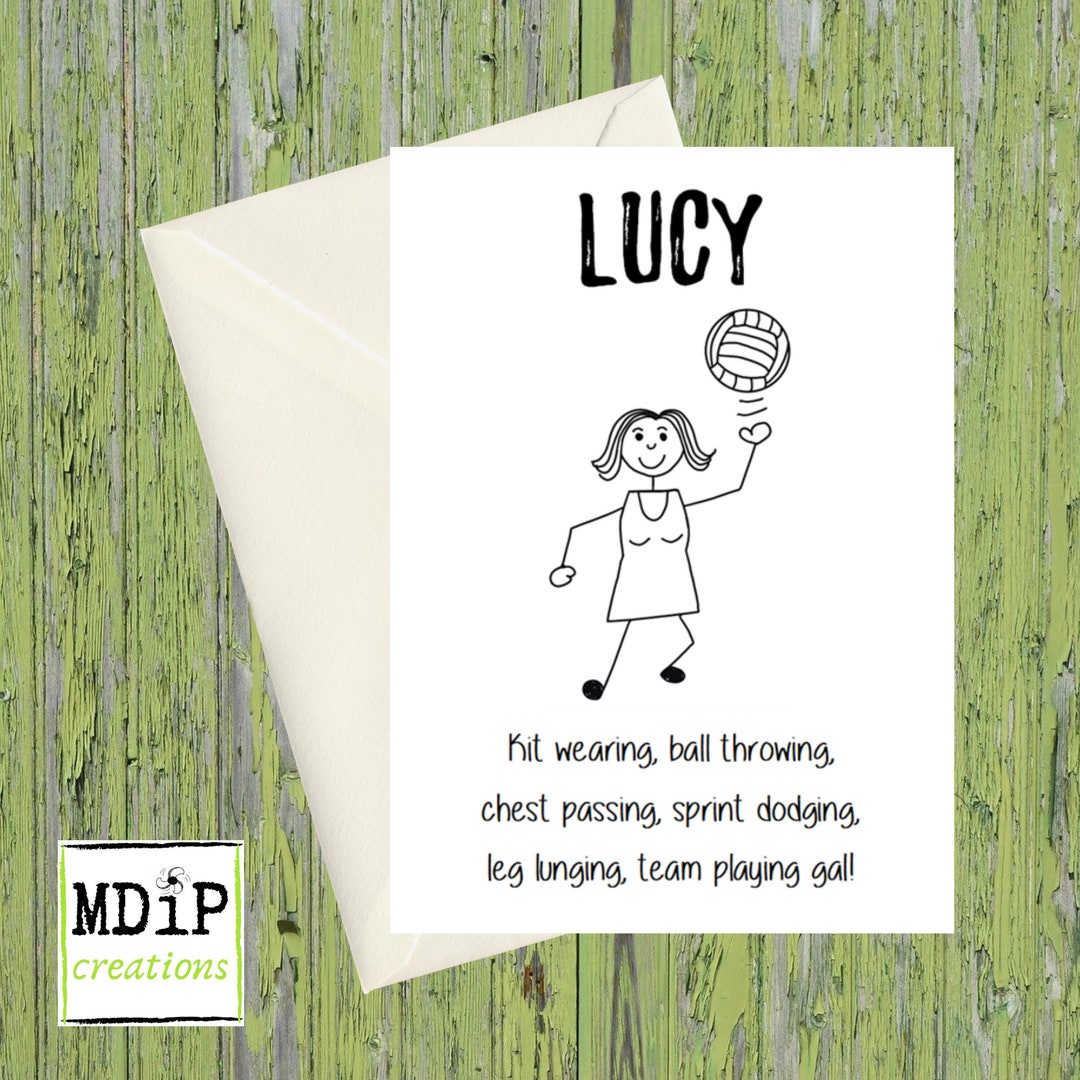 Netball Card, Netball Birthday Card, Personalised Netball Card for Her ...