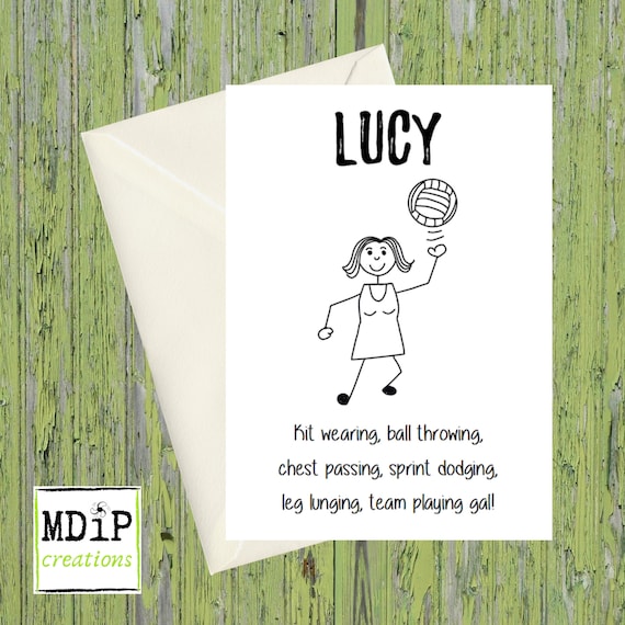 Netball Card Netball Birthday Card Personalised Netball Card - Etsy