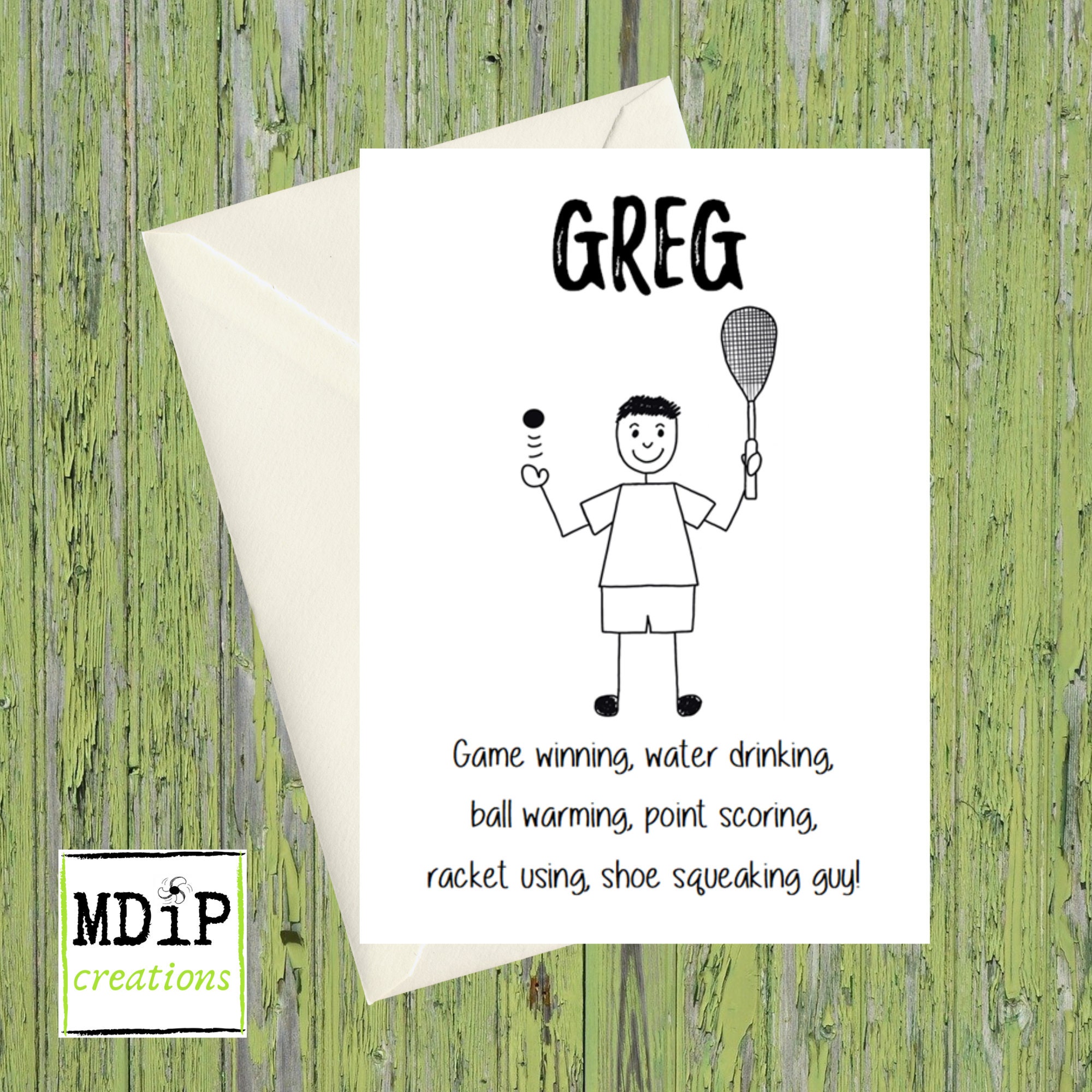 Squash Card Personalised for Him, Squash Player Birthday Card, Card for ...