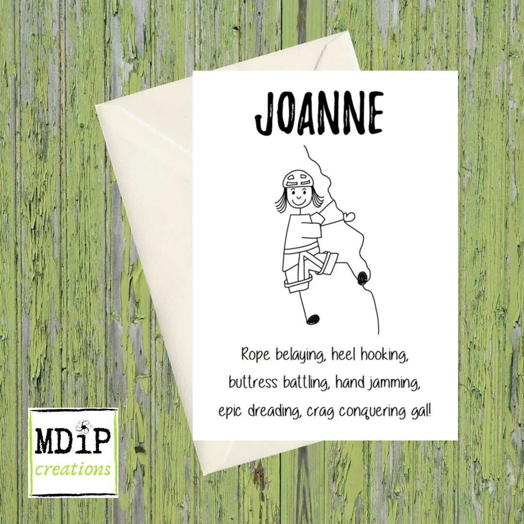 Rock Climbing Card Personalised for Her, Birthday Card for Rock Climber ...