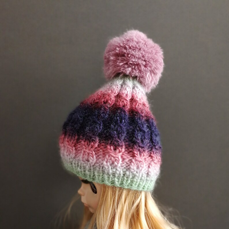 PDF knit doll hat pattern hat with pompom for Blythe doll | Etsy