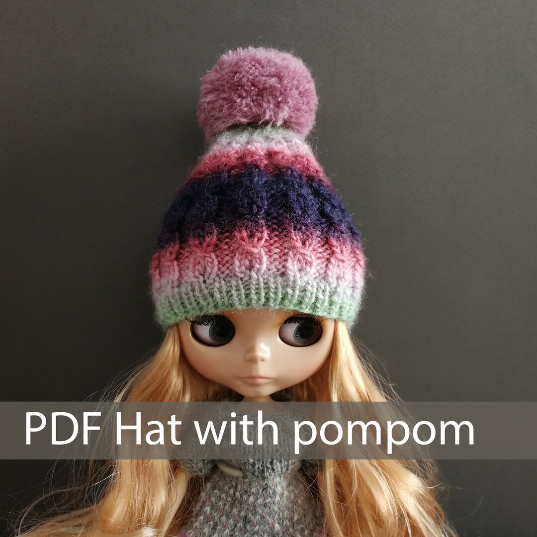 PDF Knit Doll Hat Pattern Hat With Pompom for Blythe Doll Digital ...