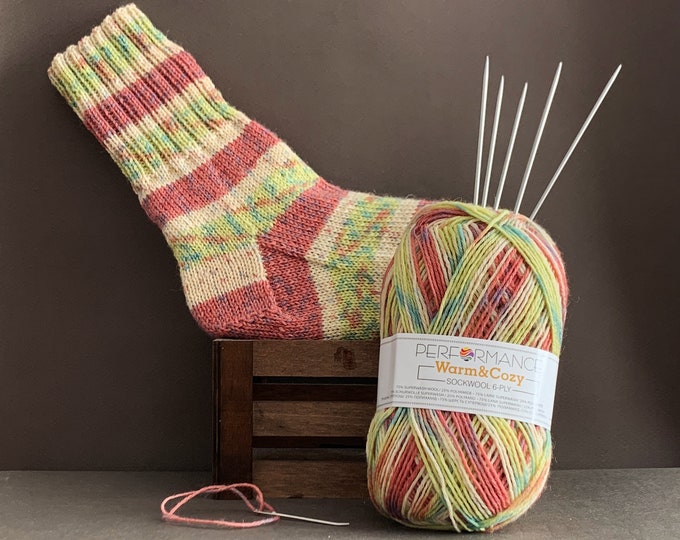 Sock Yarn 2 Skeins Wool Yarn 6 Ply Yarn 75% Superwash Sock Yarn 100gr 3 ...