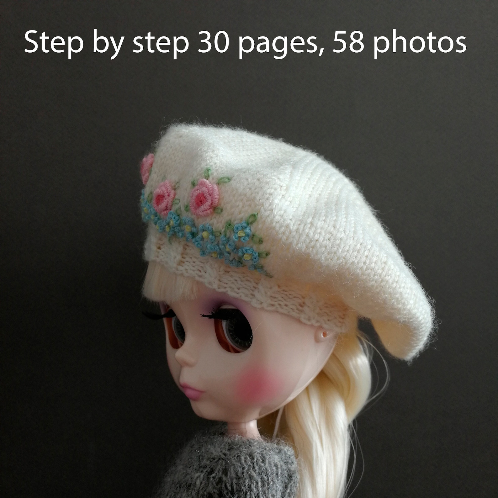 Blythe Beret PDF Pattern for Blythe Doll Knit Doll Hat Pattern - Etsy