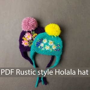 PDF Knitting Pattern - Rustic Style Hat With Pompom Holala PDF Pattern ...