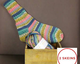 Sock Yarn 2 Skeins Wool Yarn 6 Ply Yarn 75% Superwash Sock Yarn 100gr 3 ...