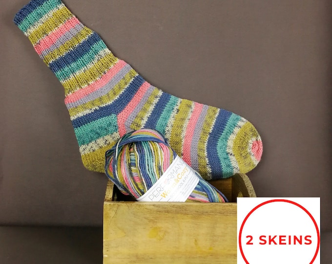 Sock Yarn 2 Skeins Wool Yarn 6 Ply Yarn 75% Superwash Sock Yarn 100gr 3 ...