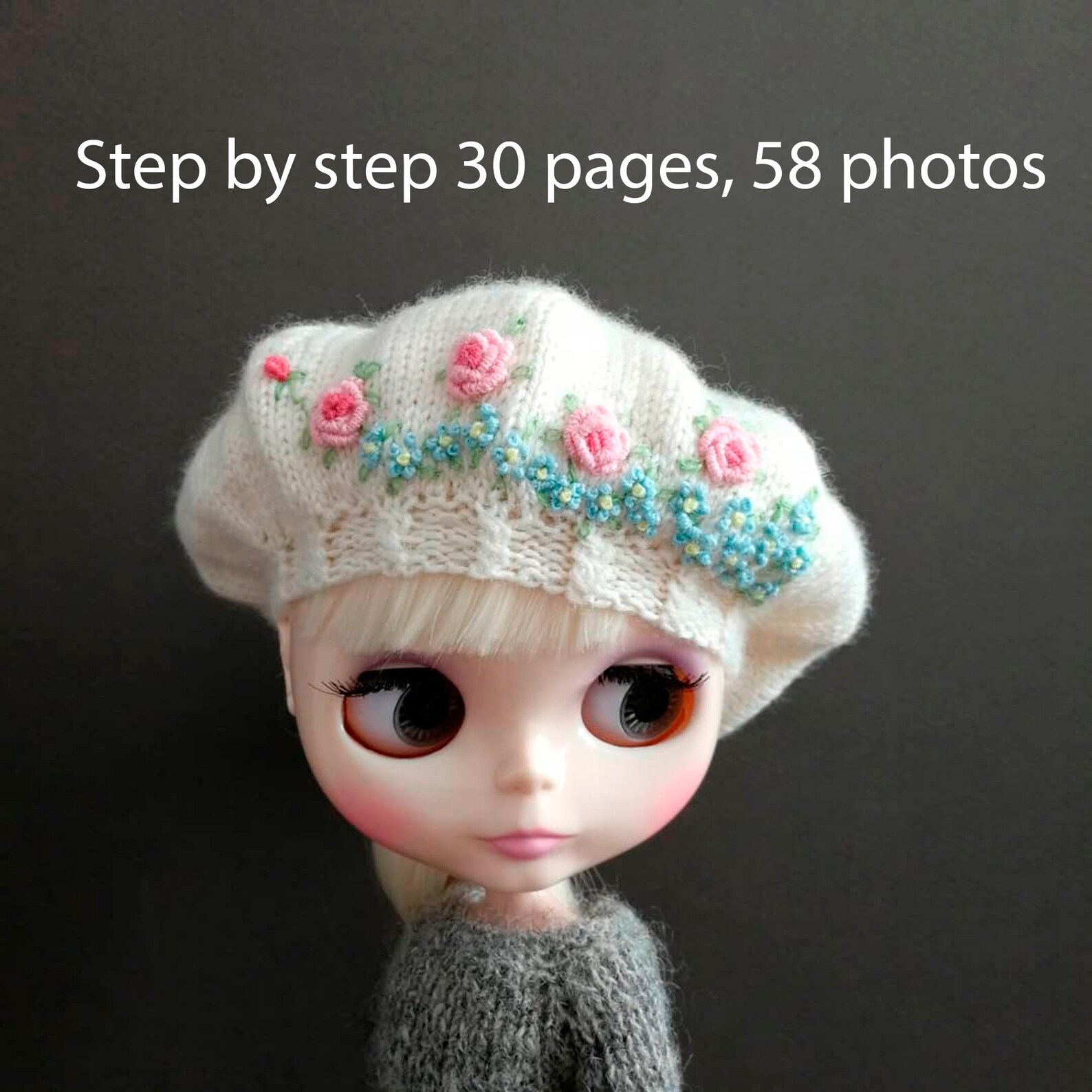 Blythe Beret PDF Pattern for Blythe Doll Knit Doll Hat Pattern - Etsy