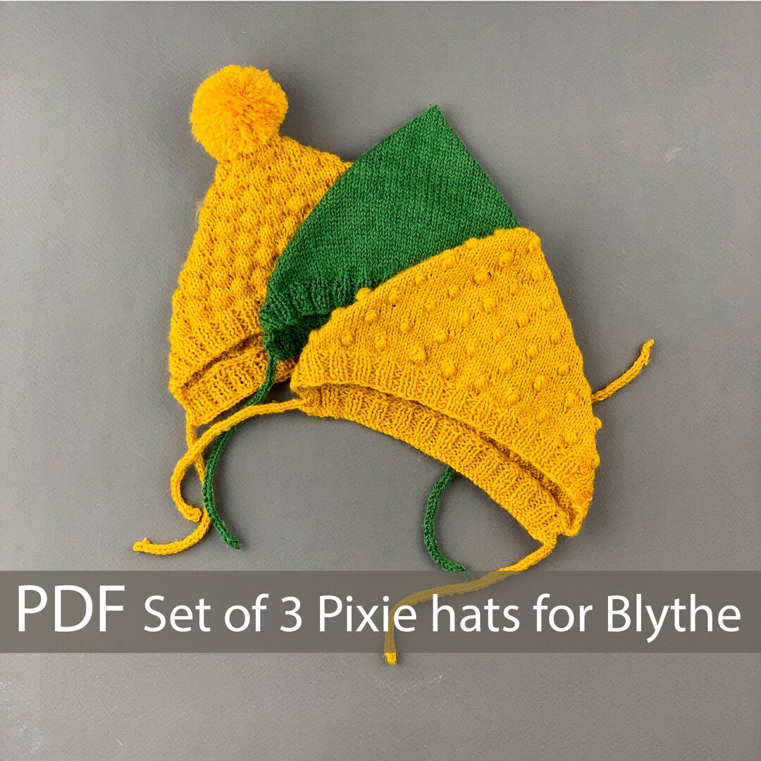 Blythe Doll Pixie Hat Knitting Patterns: Set of 3 (PDF Tutorial) - Etsy