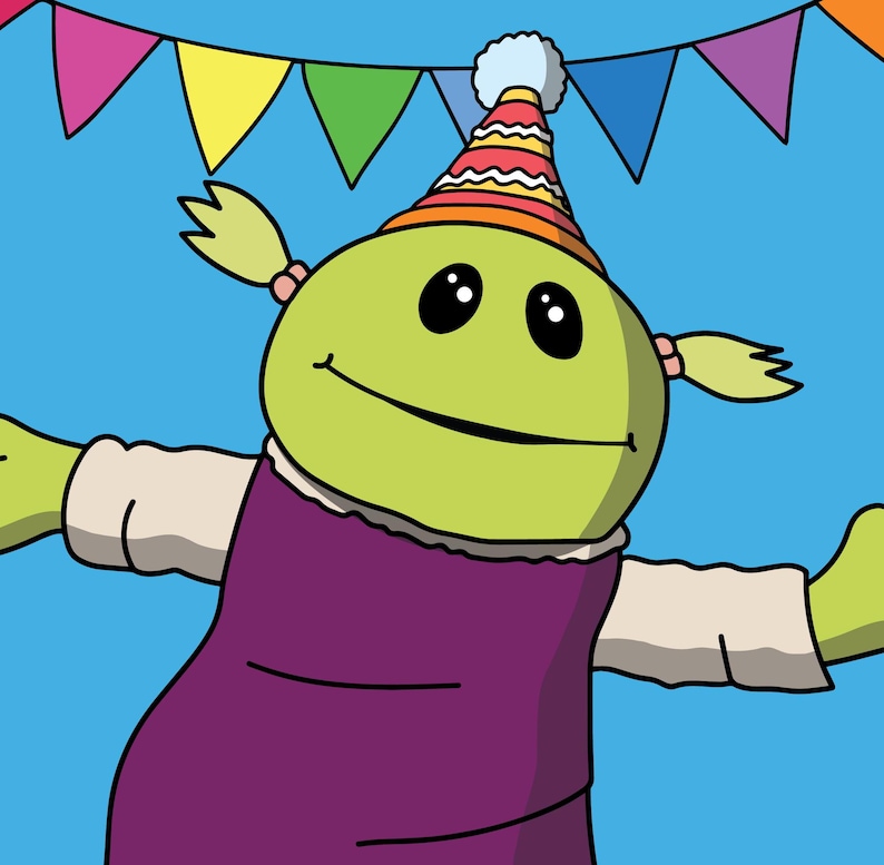 Nanalan' Birthday Card | Mona in a Party Hat Illustration | Blank ...