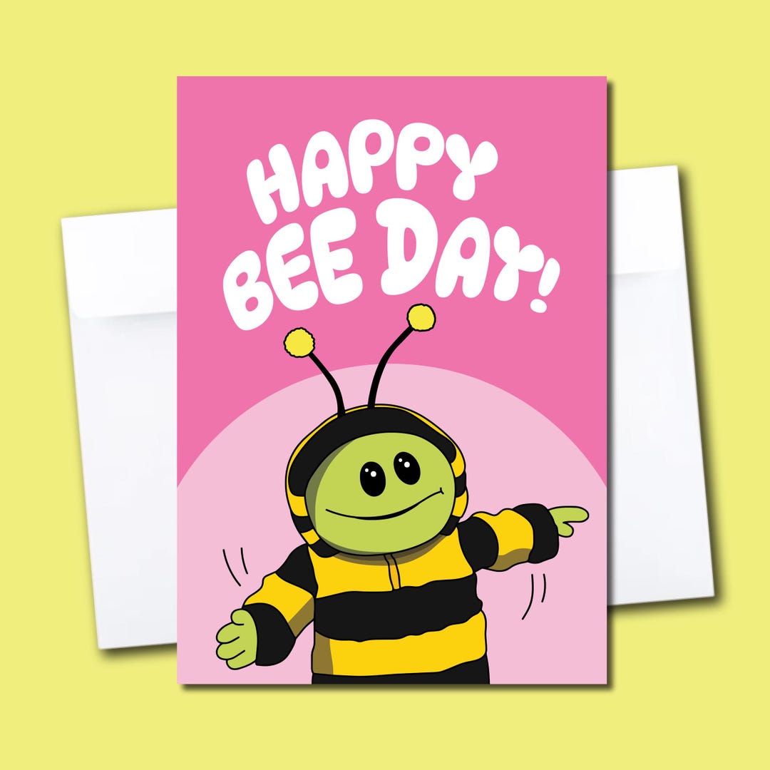 Nanalan' Birthday Card | Happy Bee Day Illustration | Blank Greeting ...