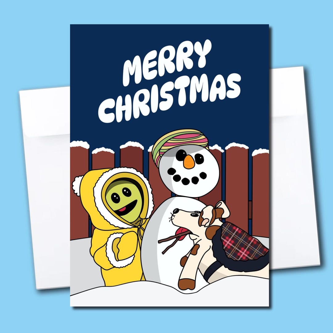 Nanalan' Christmas Card | Mona & Russer Build a Snowman | Blank ...
