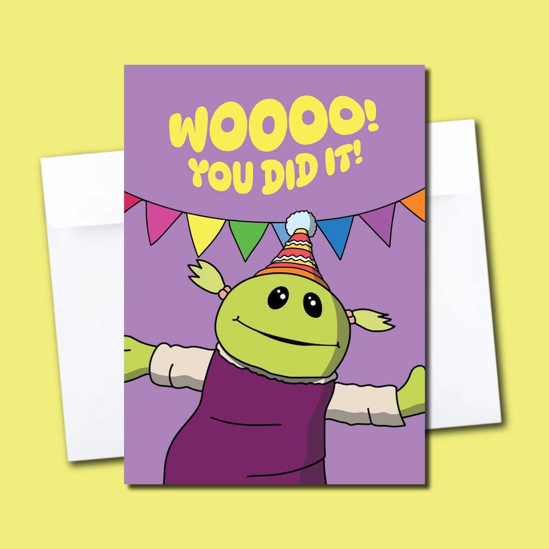 Nanalan' Congratulations Card | Mona in Party Hat Illustration | Blank ...