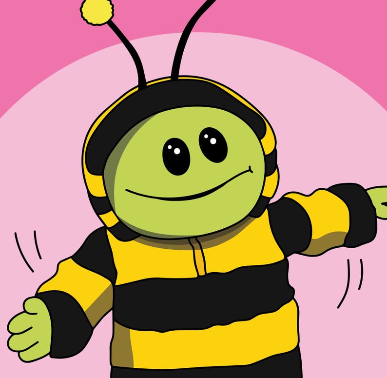 Nanalan' Birthday Card | Happy Bee Day Illustration | Blank Greeting ...