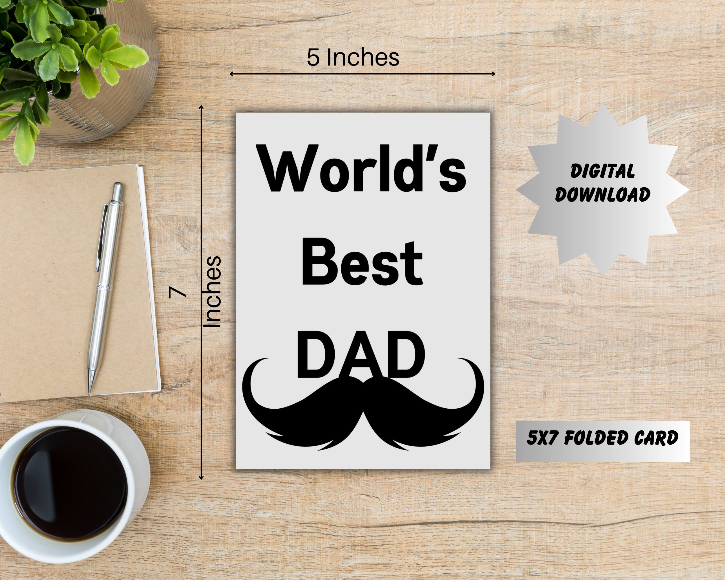 Happy Fathers Day Printable Card Dad Card Digital Download Fathers
