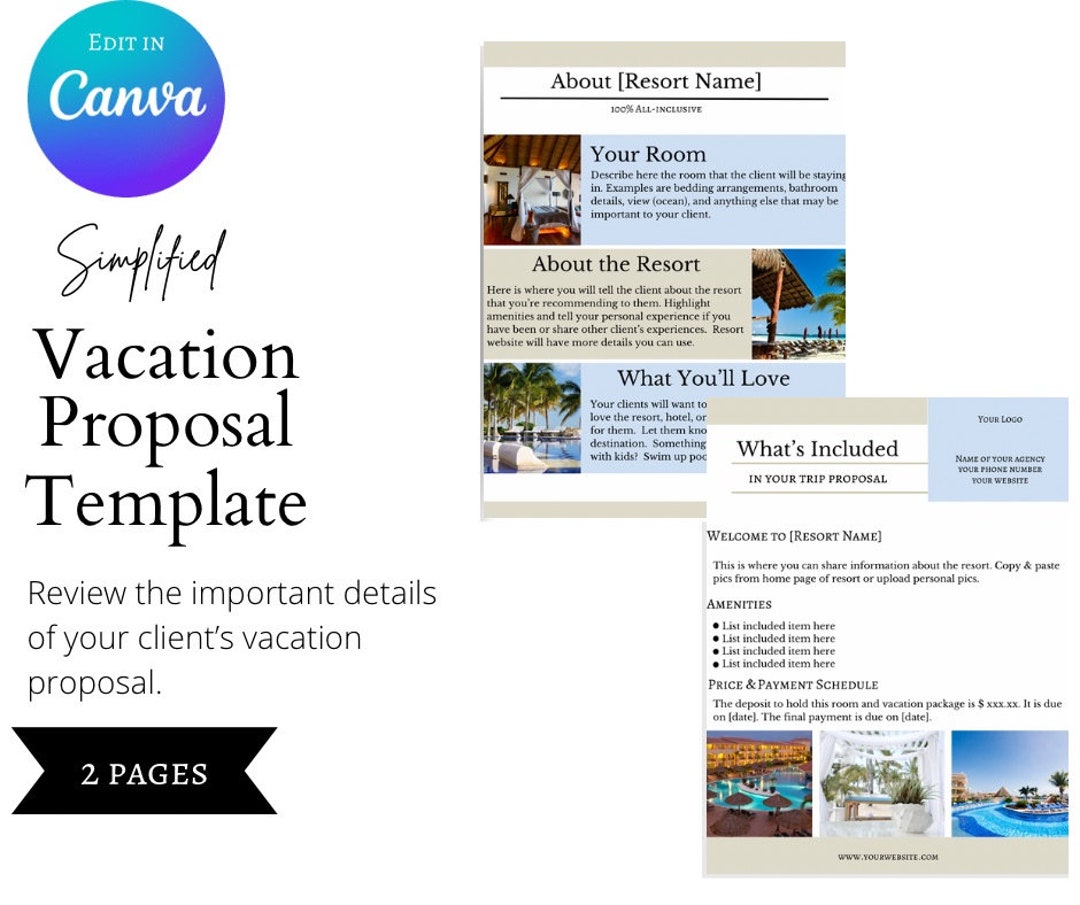 Travel Agent Proposal Template, Travel Agent Itinerary Template - Etsy