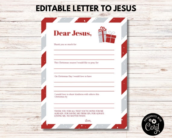 Editable Letter to Jesus, Christian Christmas Printable (digital ...