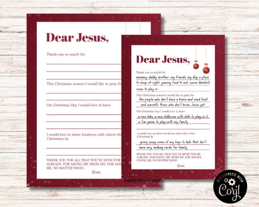 Christmas Letter to Jesus, Christian Letter to Santa Alternative ...