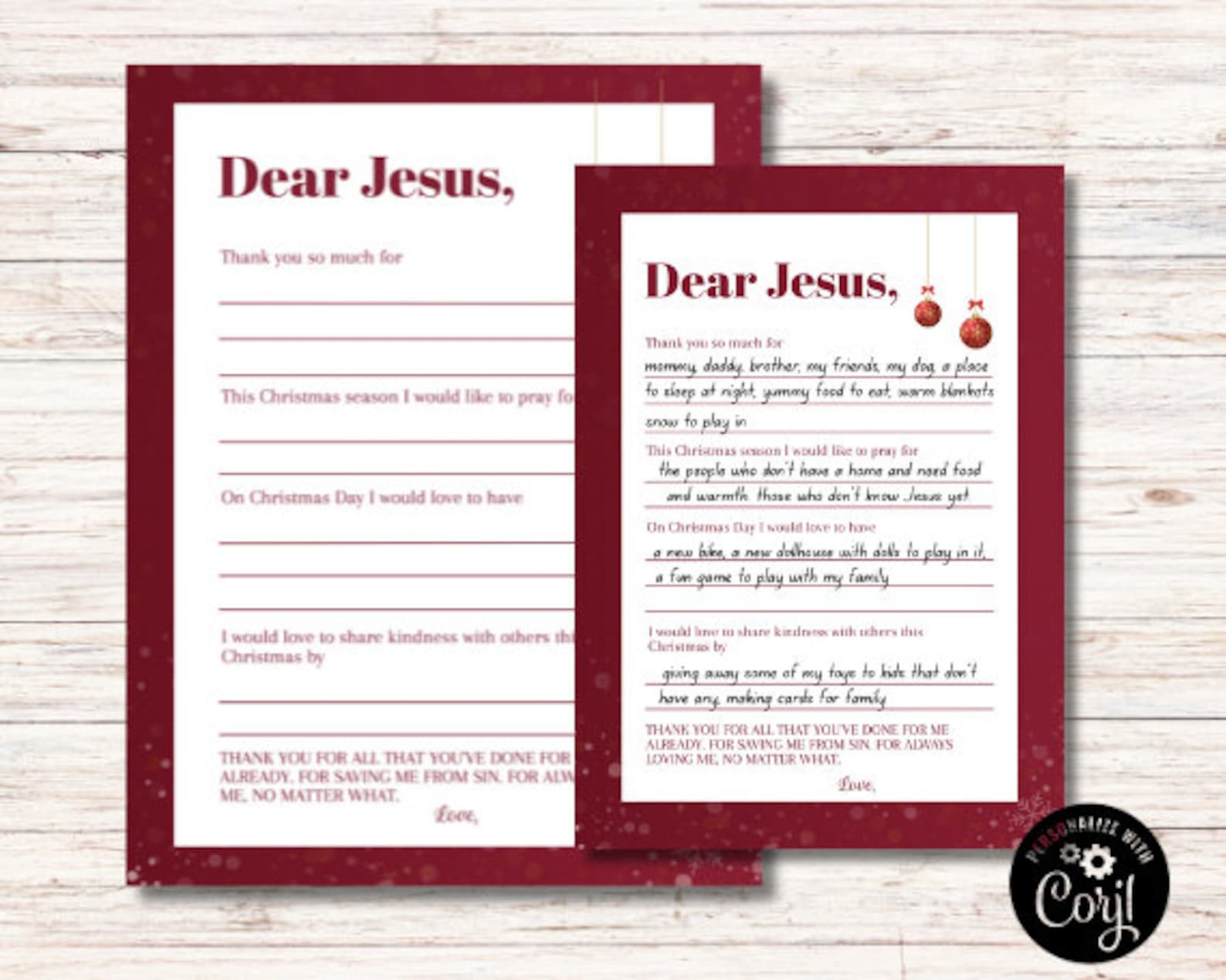 Editable Christmas Letter to Jesus, Printable (digital Download) - Etsy