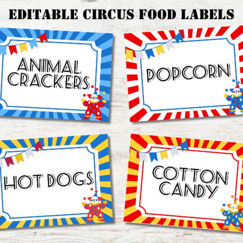 Carnival Food Labels - Etsy
