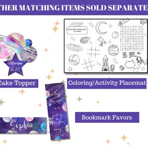 Personalized Galaxy Bookmark Favors: Outer Space Birthday (digital ...