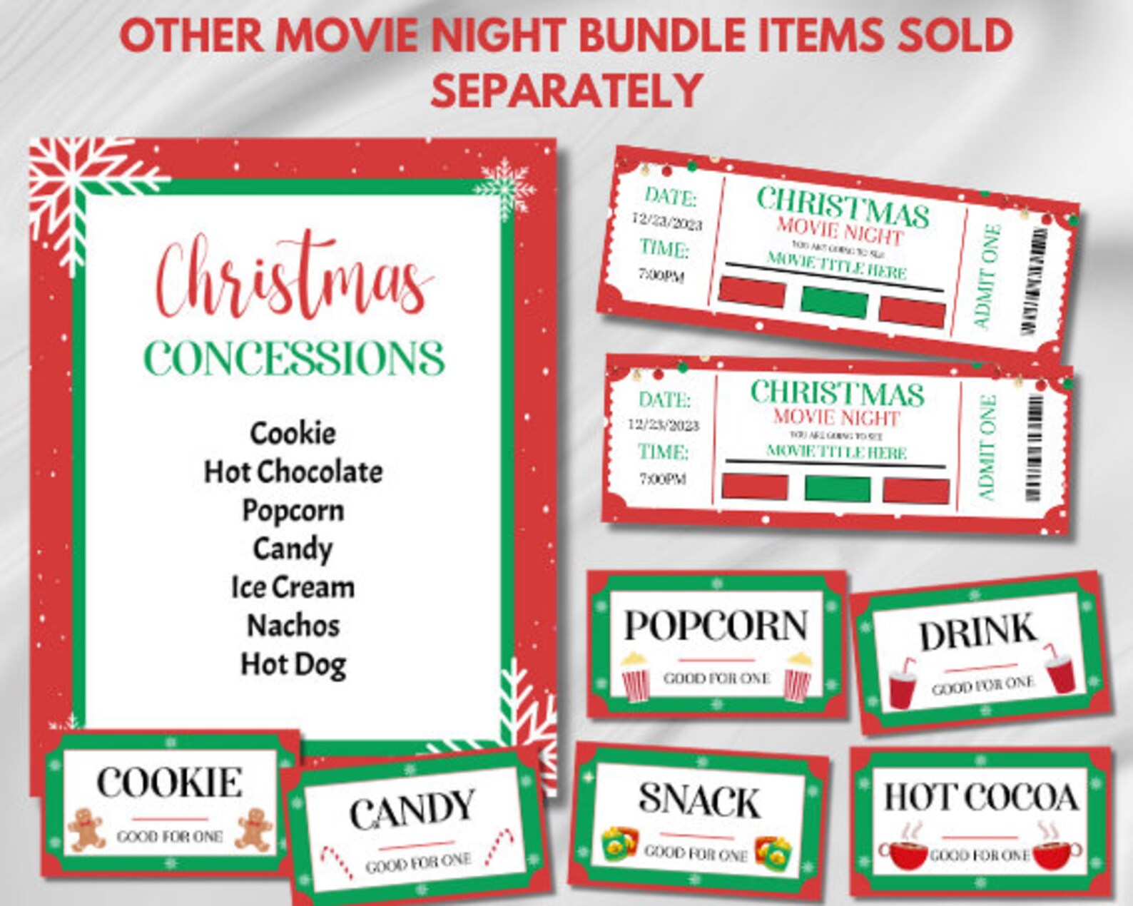 Editable Family Movie Night Bundle: Tickets, Menu (digital Download) - Etsy