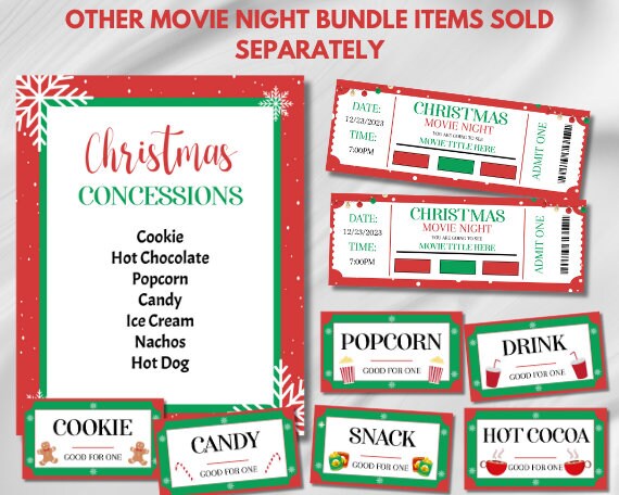 Editable Family Movie Night Bundle: Tickets, Menu (digital Download) - Etsy