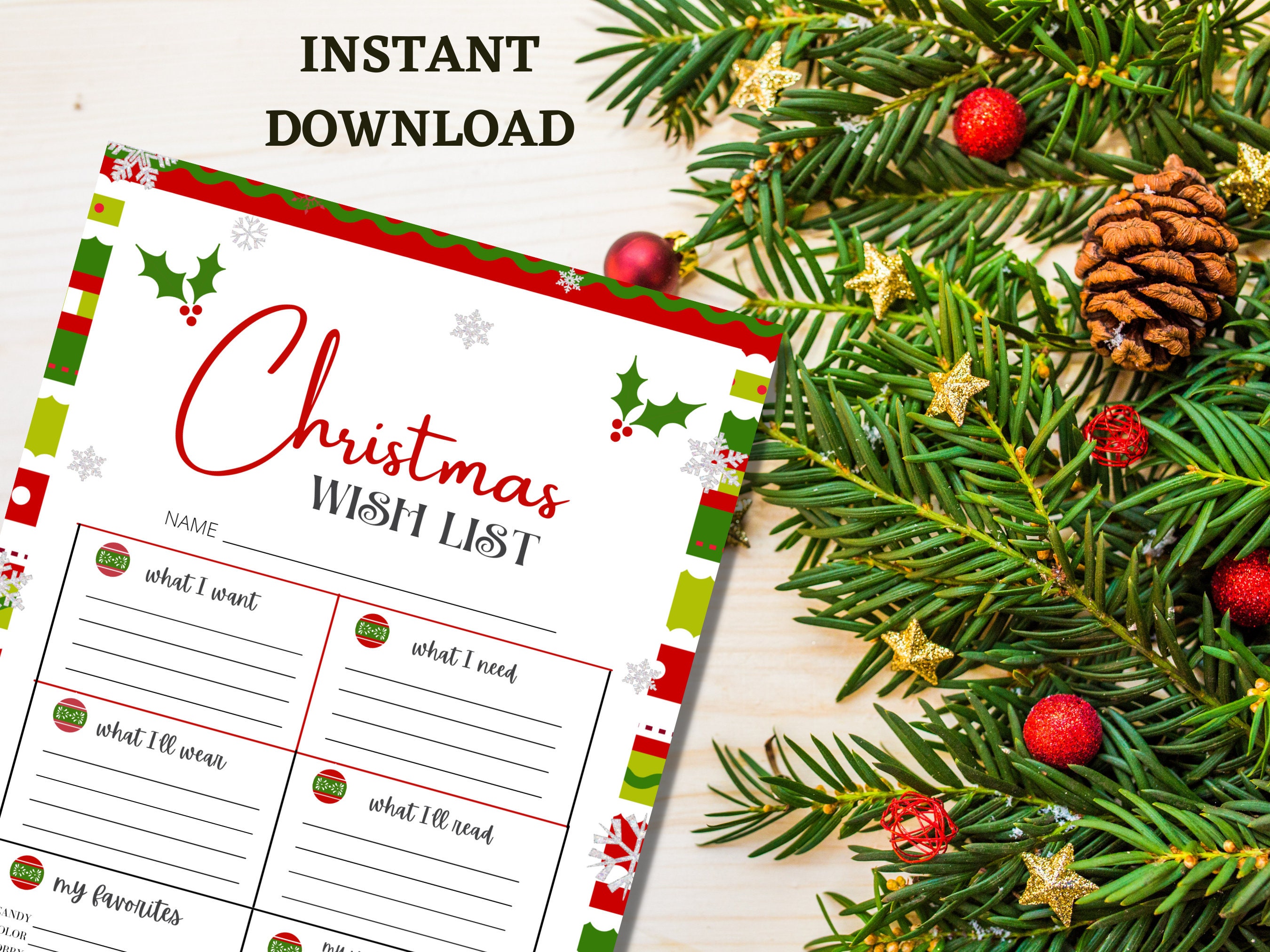 Christmas Wish List Printable Kids Christmas List Sheet - Etsy