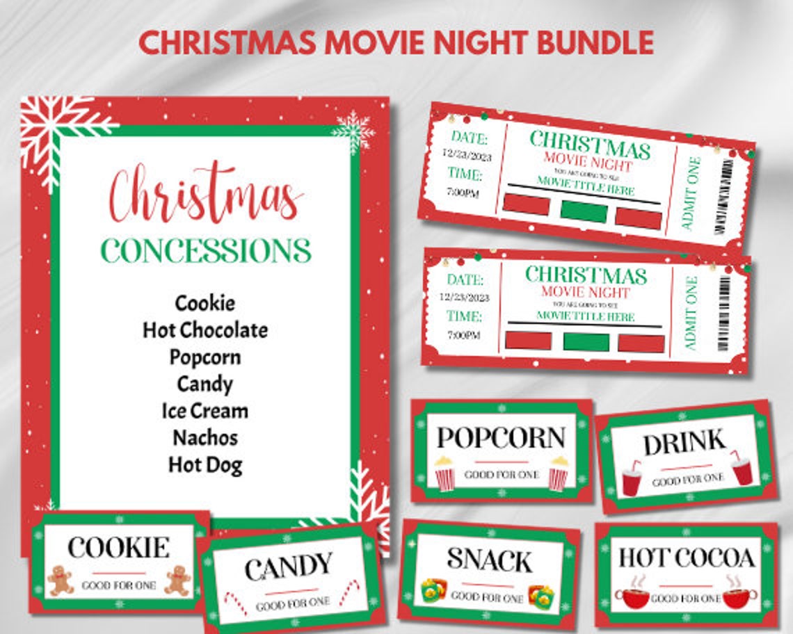 Christmas Movie Night Bundle Christmas Movie Night Tickets - Etsy