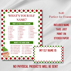 What is Your Elf Name Game Printable, Christmas Elf Name Tags, What's ...