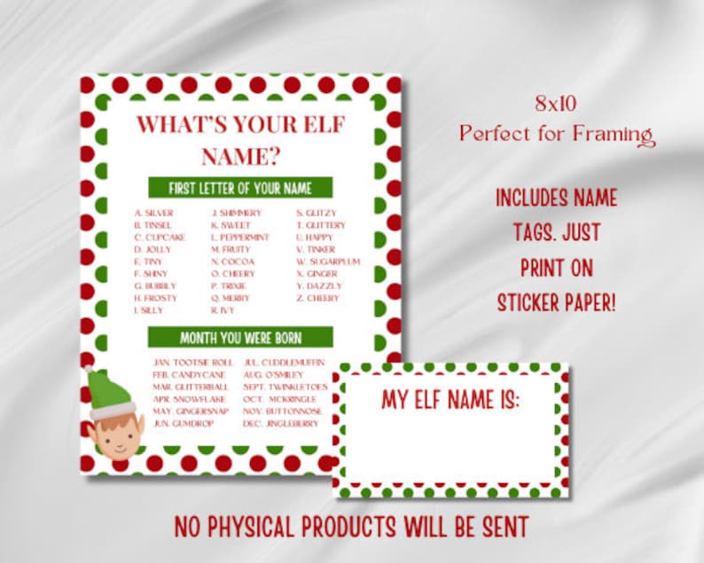 What is Your Elf Name Game Printable, Christmas Elf Name Tags, What's ...