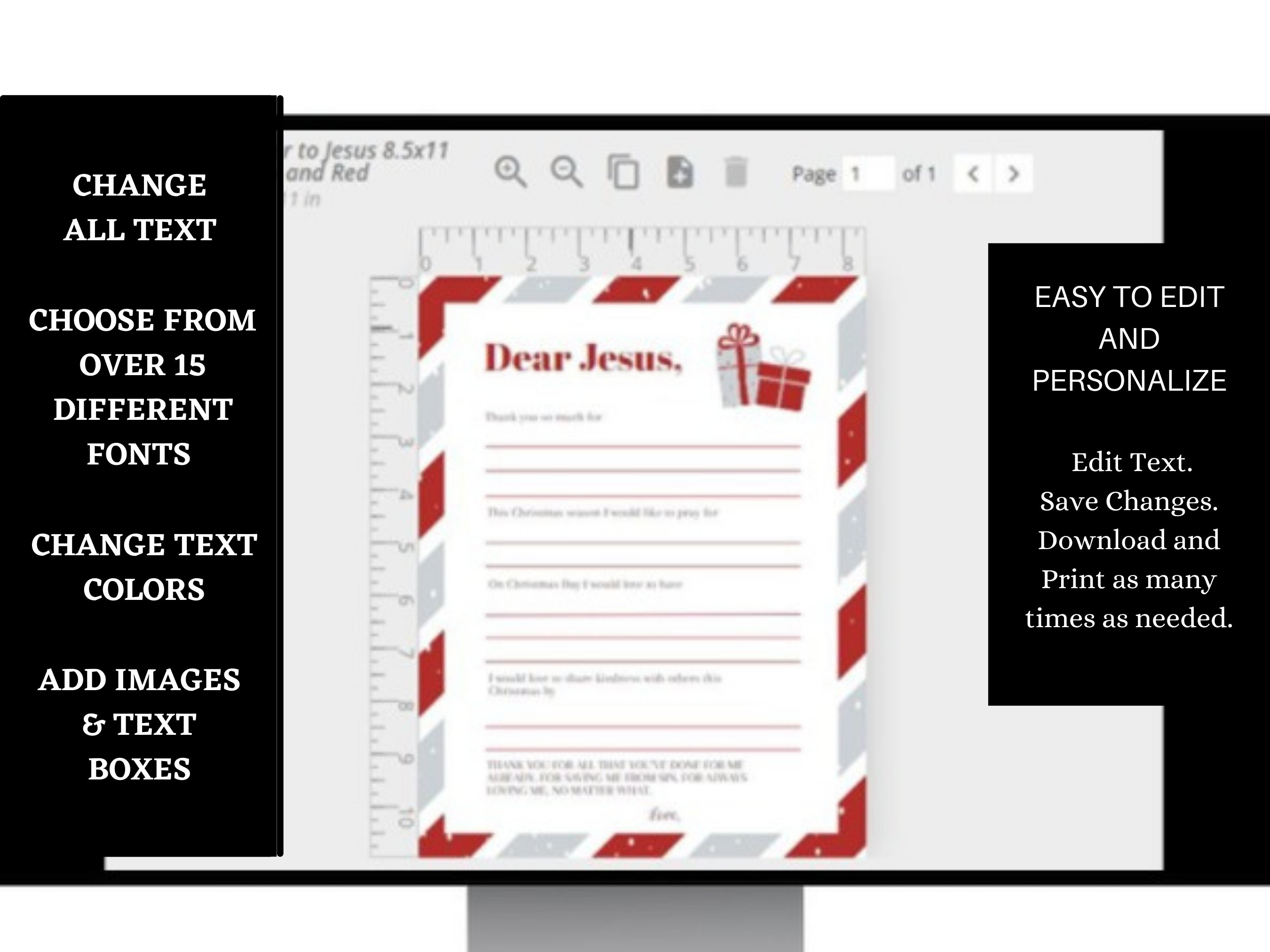 Editable Letter to Jesus, Christian Christmas Printable (digital ...