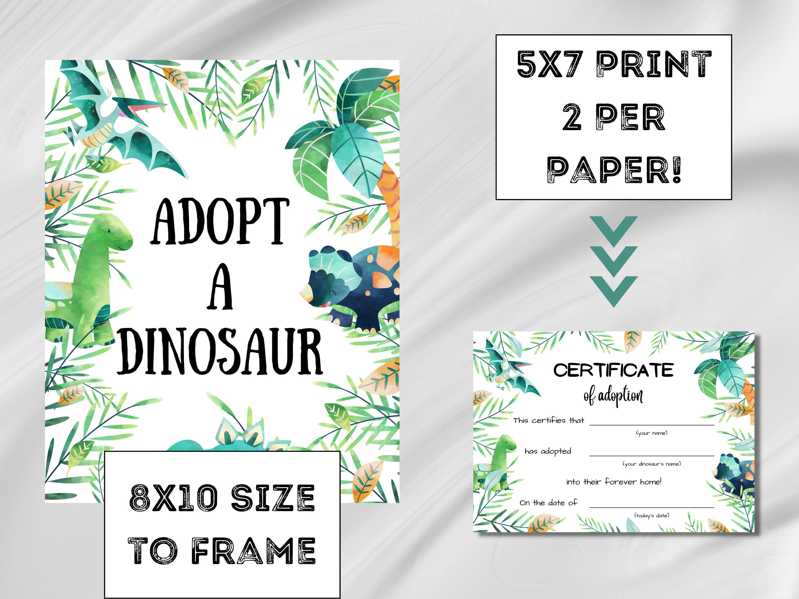 Dinosaur Adoption Certificate Adopt a Dinosaur Sign and - Etsy