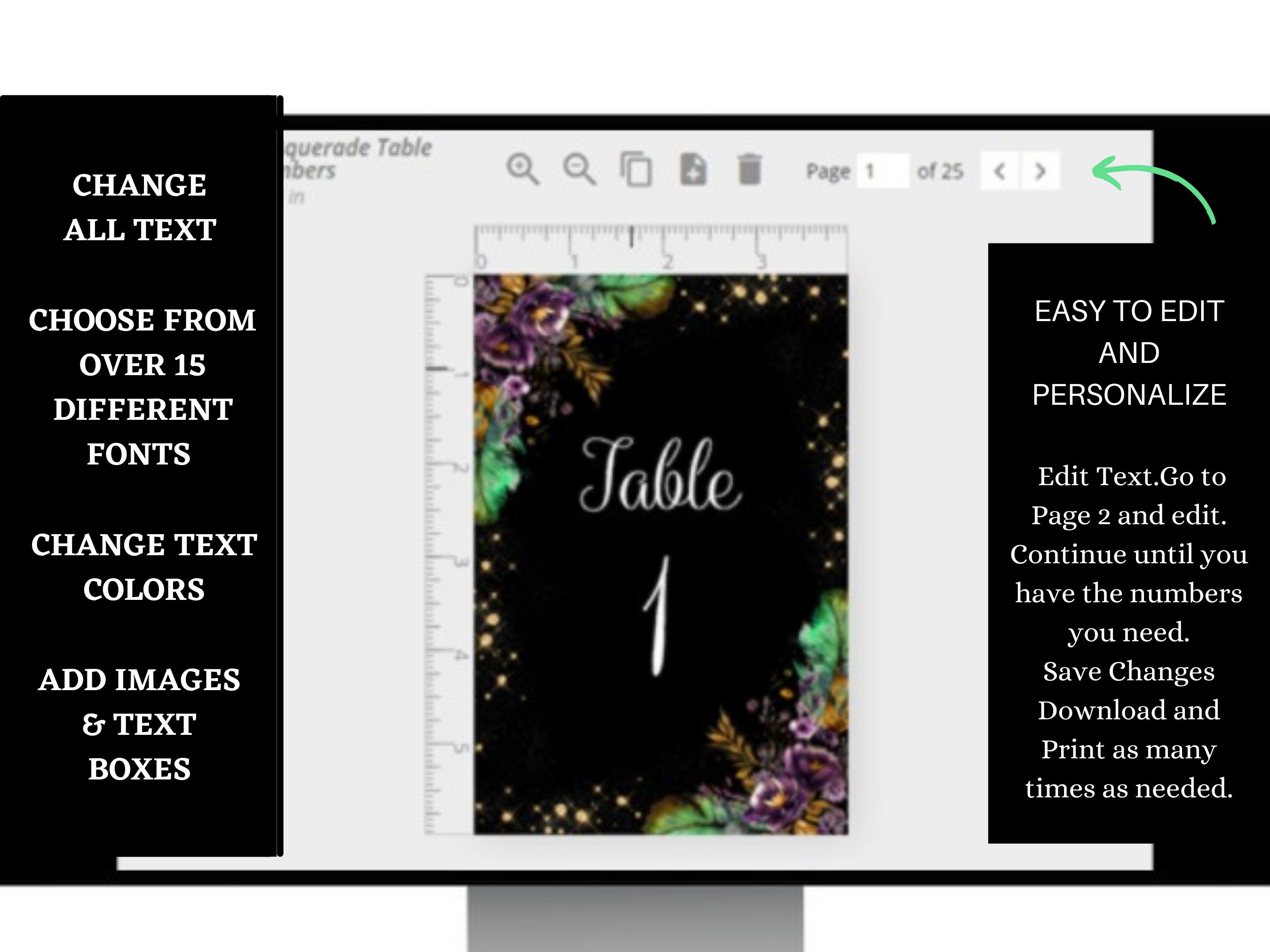 EDITABLE Masquerade Table Numbers Template Masquerade Ball - Etsy