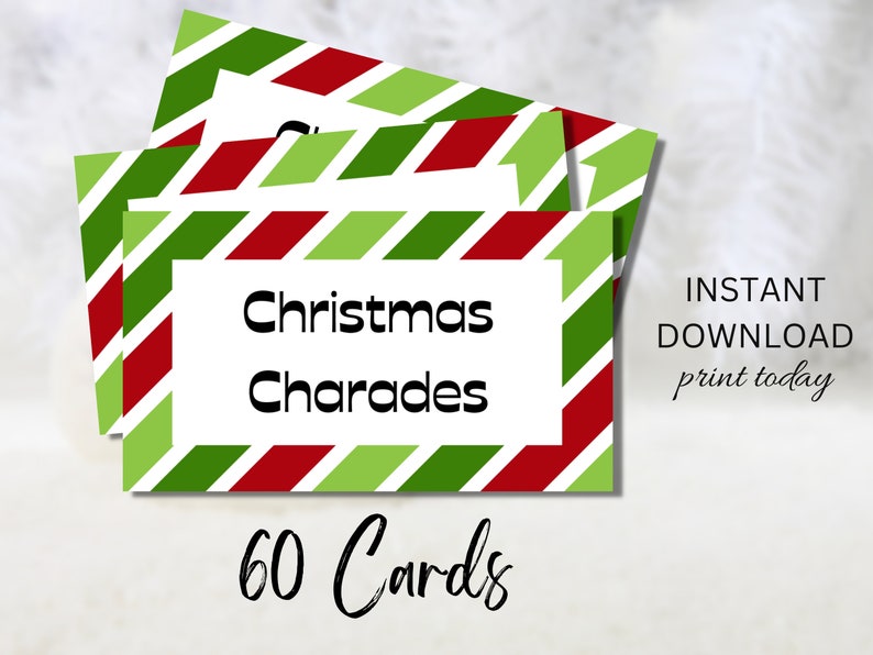 Christmas Party Game Printable, Christmas Charades Cards, Christmas ...