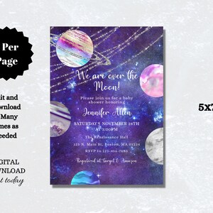 Galaxy Baby Shower Invitation, Out of This World, Space, Planets, Outer ...
