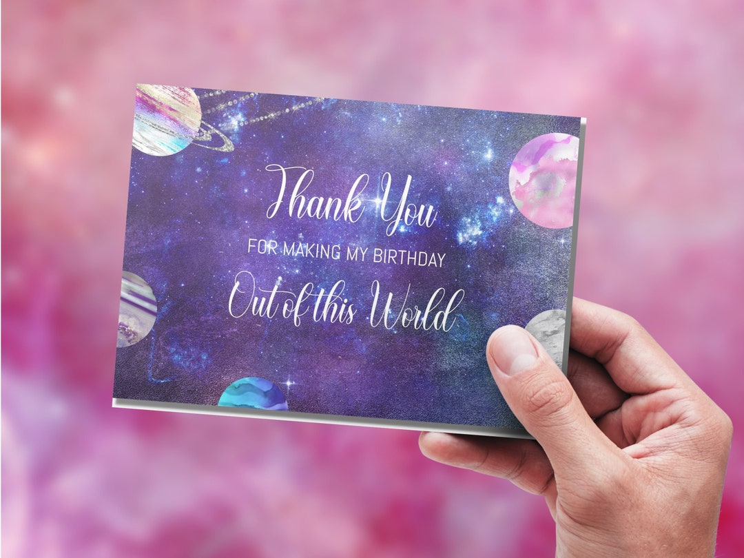Galaxy Birthday Thank You Cards: Space Party, Baby Shower (digital ...